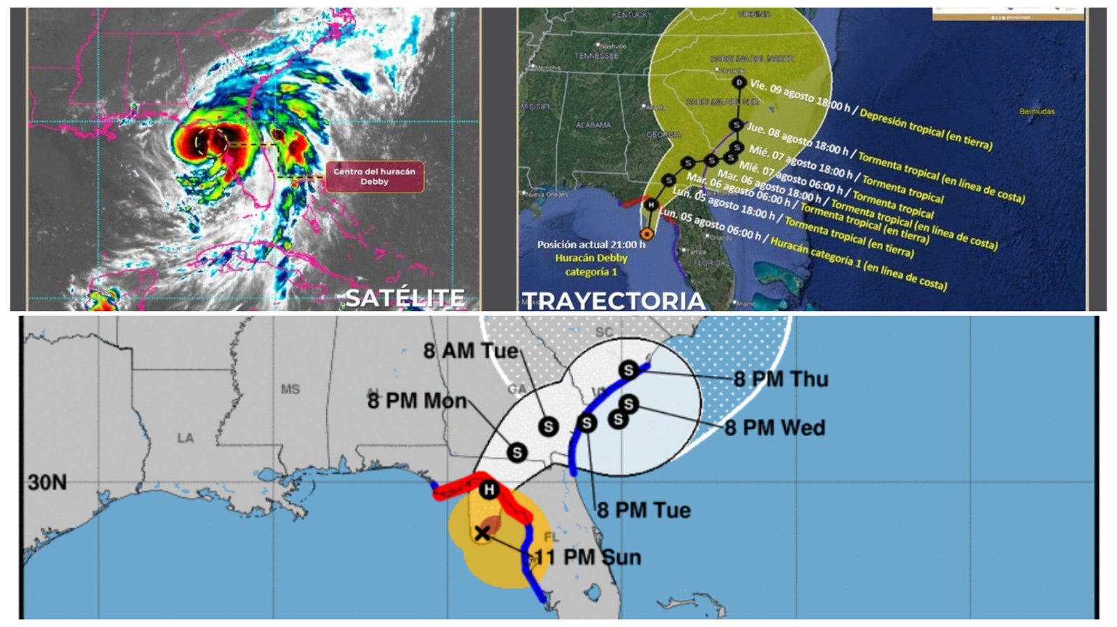 Huracán ‘Debby’ tocaría tierra en costa de Florida la mañana de lunes ...